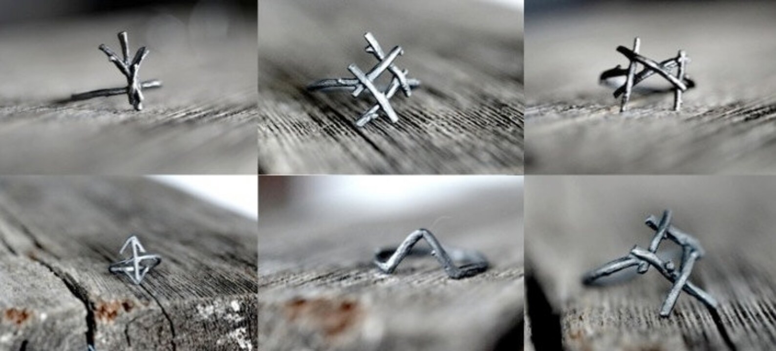 Rune Rings set of 6 sterling silver twig rings Joanna - Etsy France