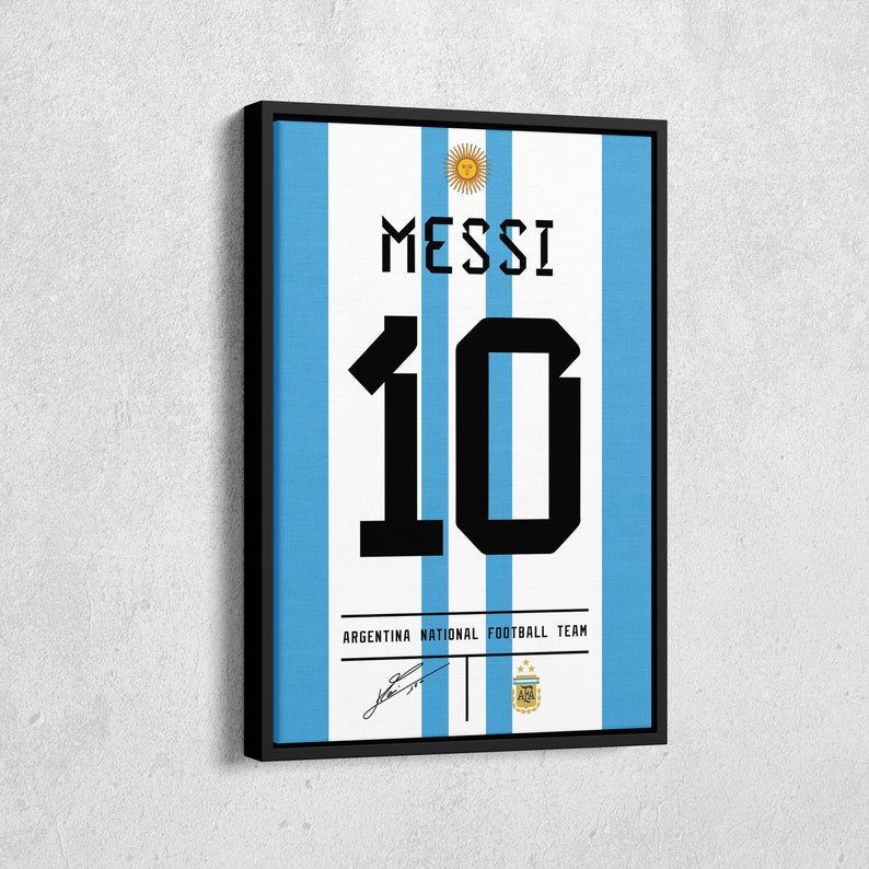 Lionel Messi Jersey Art Argentina Soccer Wall Art Home Decor Hand Made ...