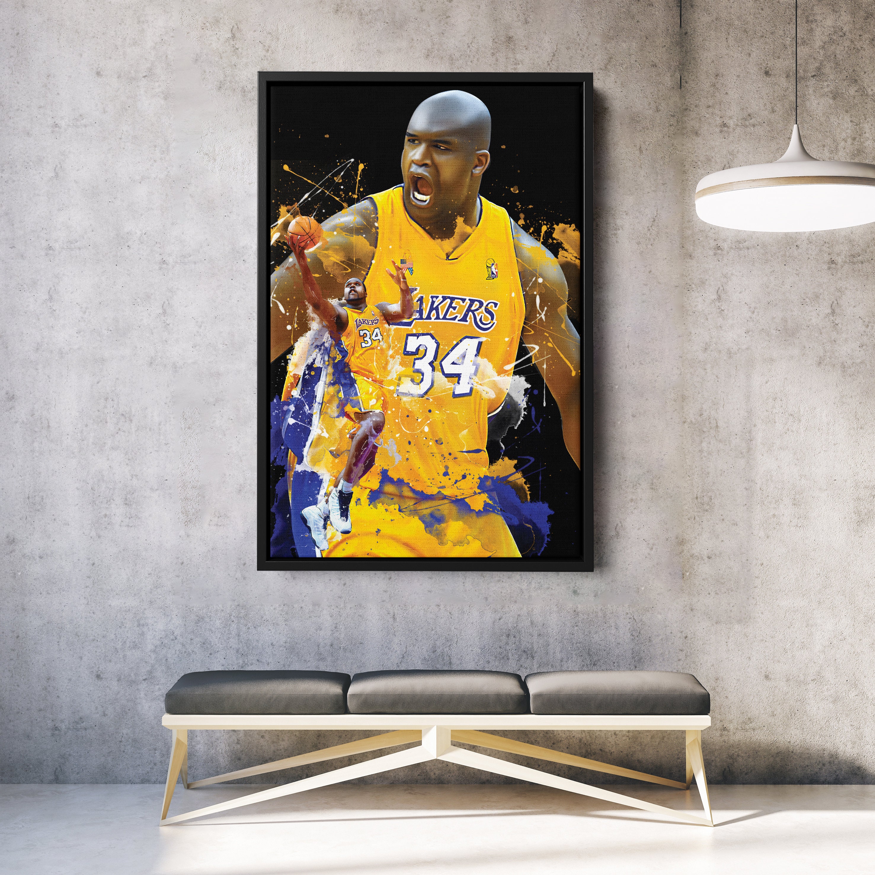 Shaquille O'neal Poster Los Angeles Lakers NBA Artwork Framed Wall Art ...