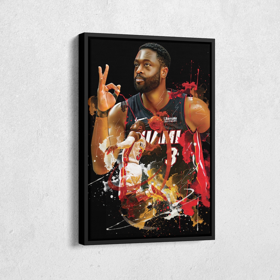 Dwyane Wade Poster Miami Heat NBA Artwork Framed Wall Art Canvas Print ...