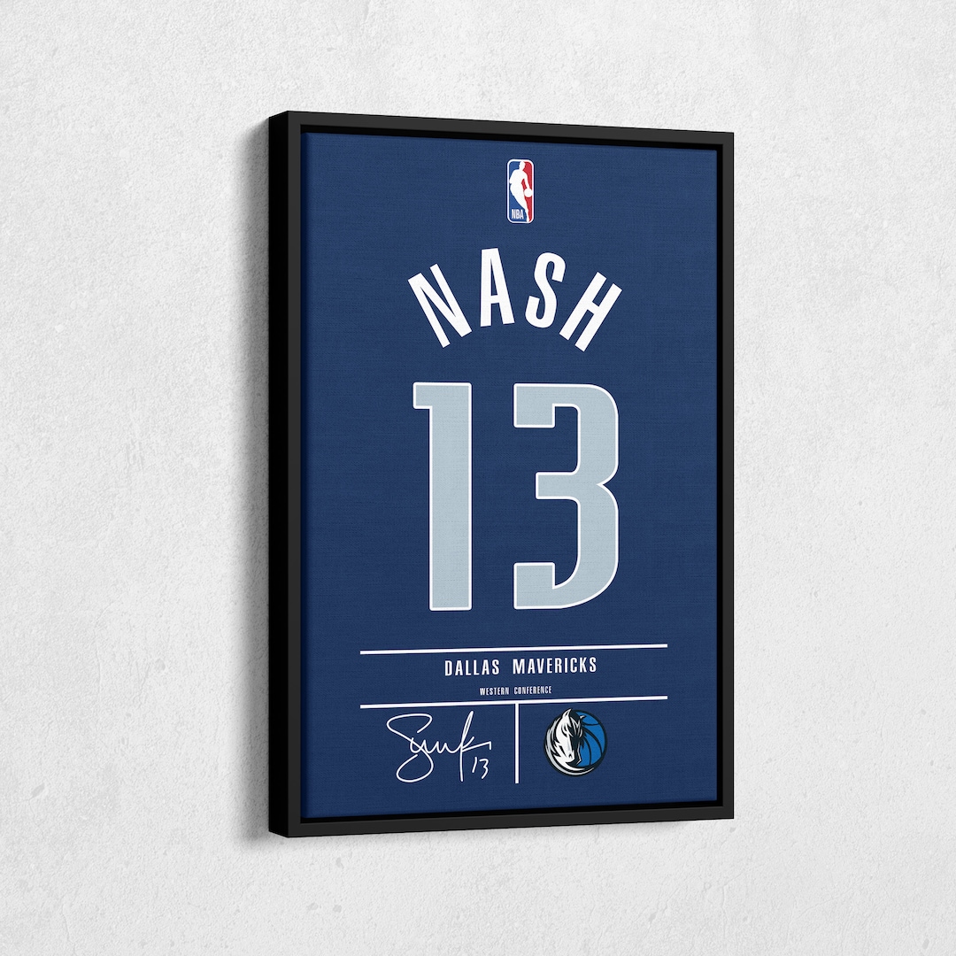 Steve Nash Jersey Art Dallas Mavericks NBA Wall Art Home Decor Hand ...