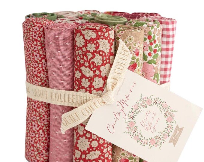 Tilda Winter Fat Eighth Bundle: Christmas Red & Green Quilting Cotton ...