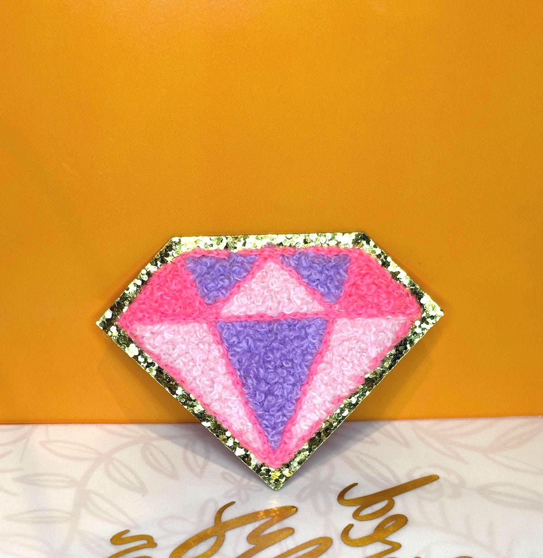Chenille Pink Diamond Patch, Iron on Patch ,embroidered Patch, Funny ...