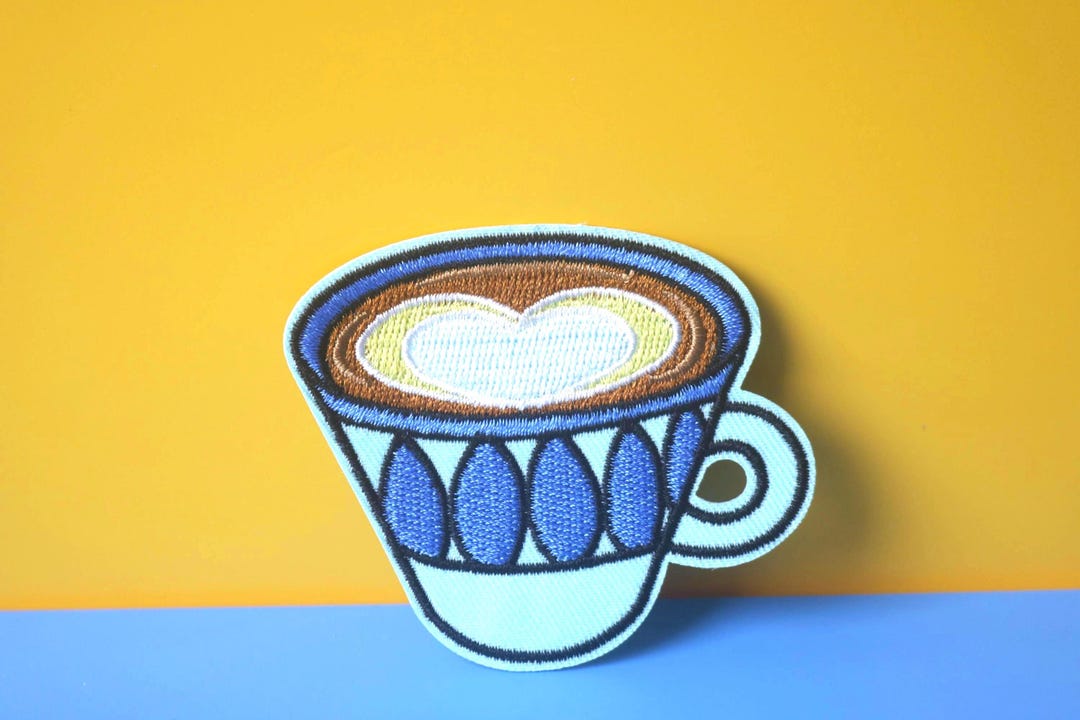 Heart Latte Art Cute Coffee Lover's Patch, Iron on Patch ,embroidered ...
