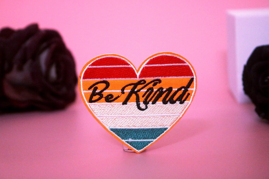 Be Kind Rainbow Heart Patch, Iron on Patch, Embroidered Patch, Funny ...