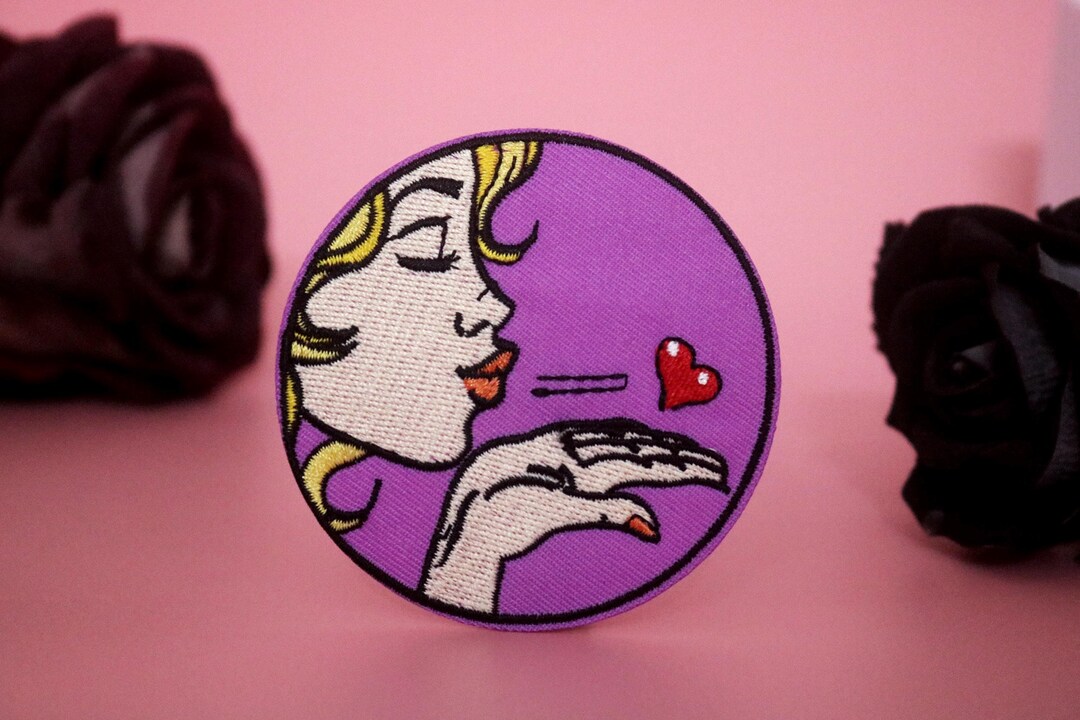 Blow a Kiss Patch, Love Patch, Iron on Patch, Embroidered Patch, Funny ...