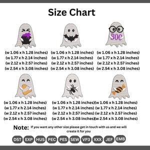 Ghost Embroidery Bundle - Mini Cute Ghosts - Machine Embroidered - 6 Ghosts Digital Design ...