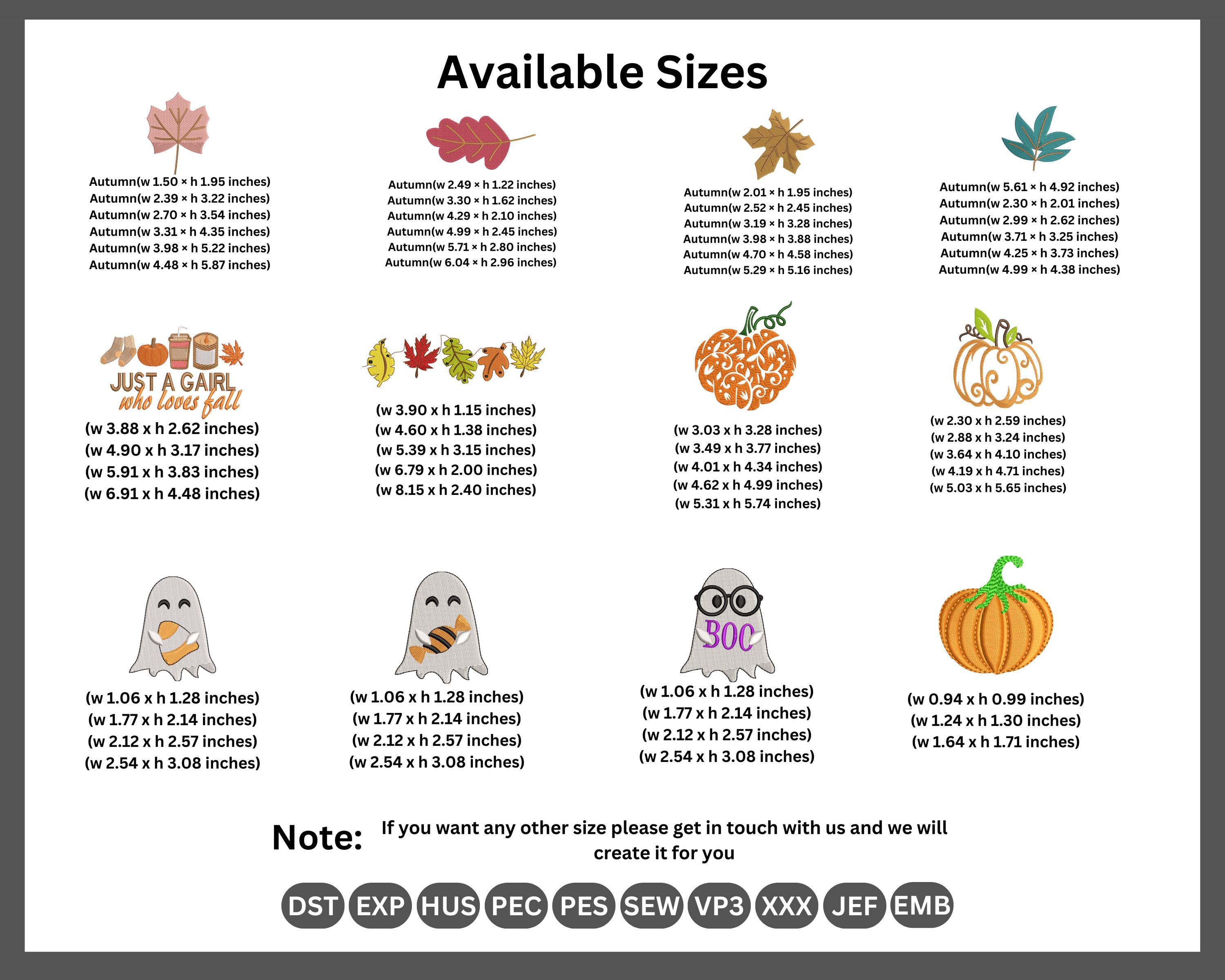 12 Autumn Embroidery Designs Fall Bundle Machine Embroidery Instant ...