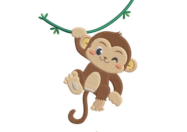 Baby Monkey Embroidery Design - Safari Animals Embroidery- Forest ...