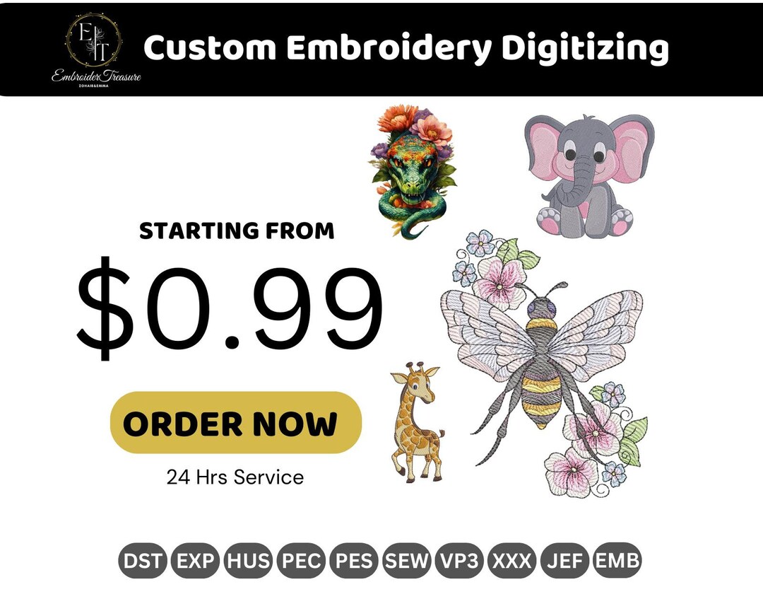Custom Machine Embroidery Digitizing Service - Image/logo Embroidery ...