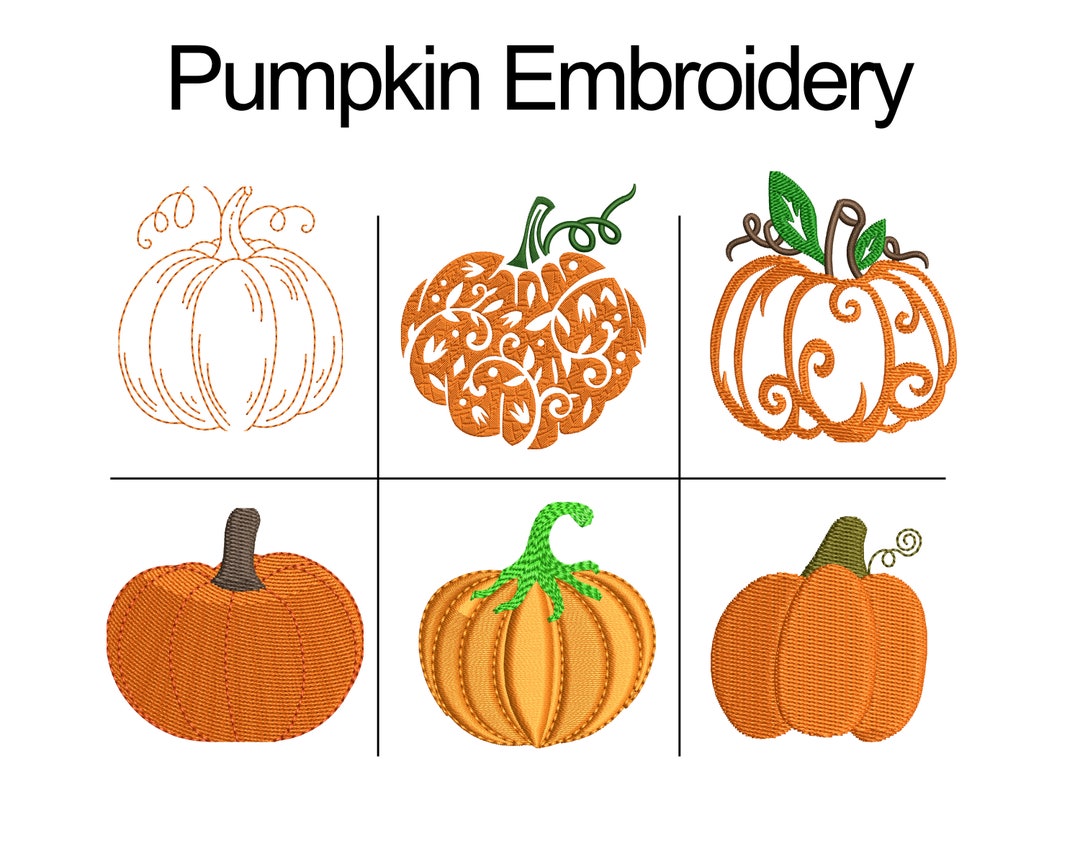 Pumpkins Embroidery Designs - 6 Pumpkin Machine Embroidery Bundle ...