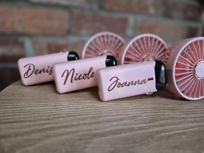 Personalized Handheld Fan With Lanyard & Base - Etsy UK