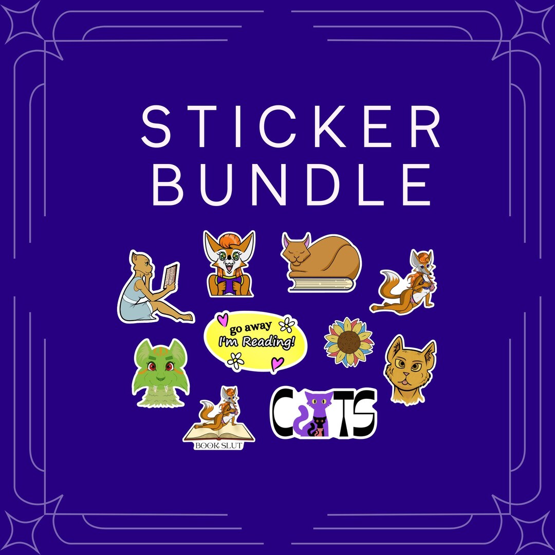 Assorted Sticker Bundle for Furry Fan Bookworm & Feline Lover to ...