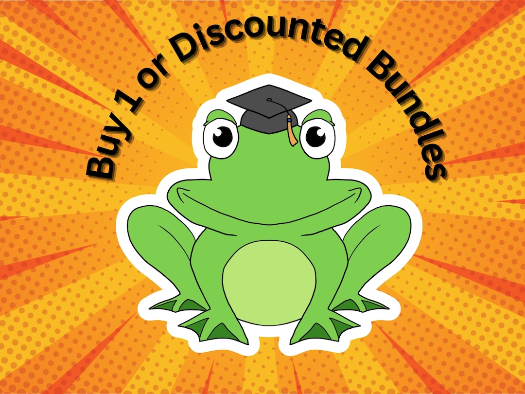 Happy Graduation Gift Sticker of Frog Wearing Cap for Moving up ...