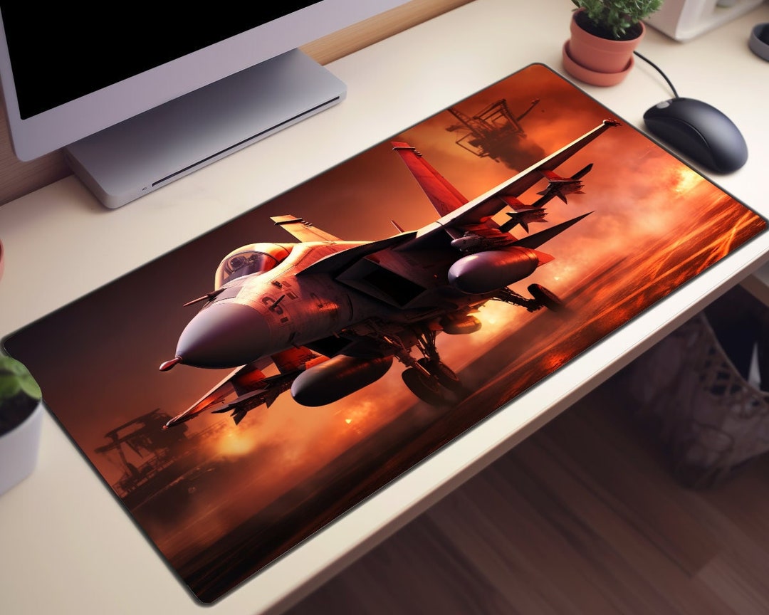 Gaming Desk Mat, Military Fighter Jet, Jet Mouse Pad, Military Desk Mat ...