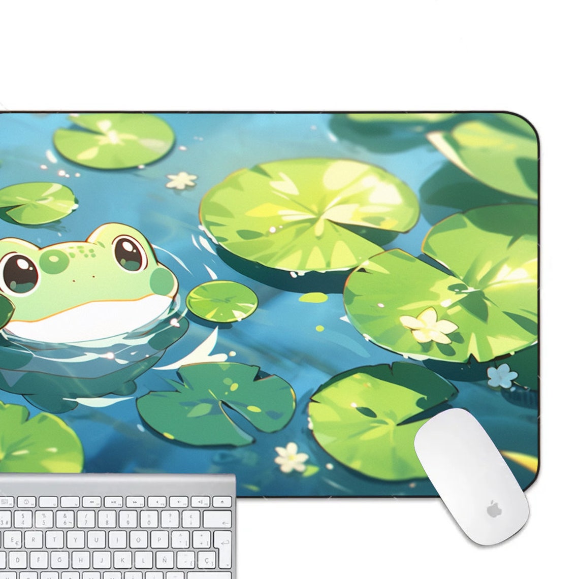 Kawaii Frog Desk Mat, Cute Frog Desk Pad, Large Gaming Mouse Pad, Lily ...
