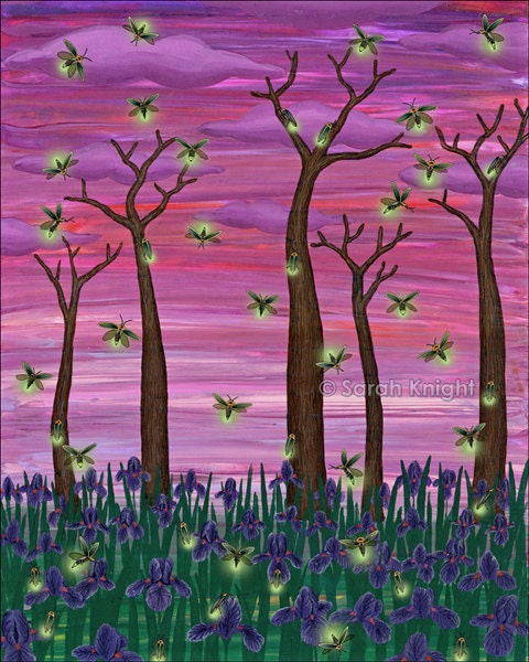 Firefly Sky Signed Digital Illustration Art Print 8X10 Inch, Purple ...