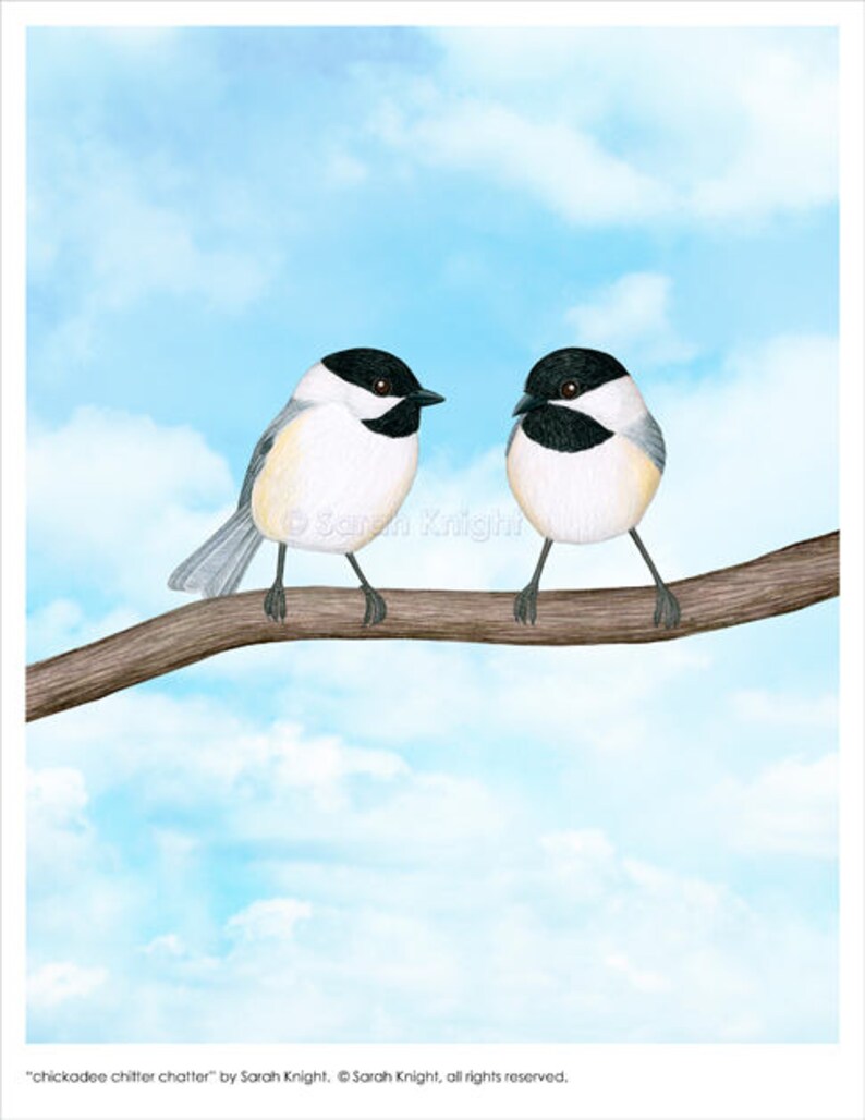 Chickadee Chitter Chatter Signed Digital Illustration Art - Etsy