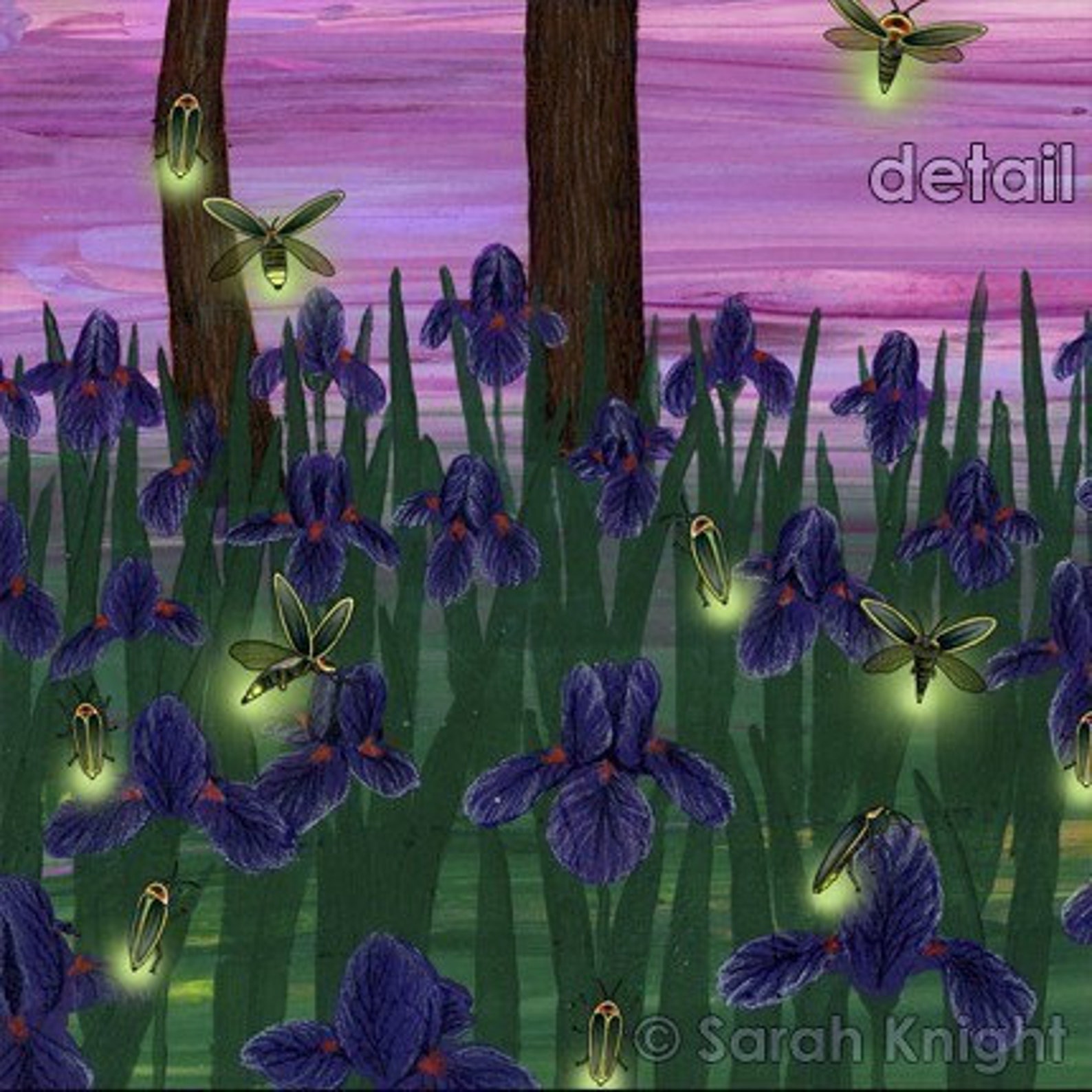 Firefly Sky Signed Digital Illustration Art Print 8X10 Inch, Purple ...