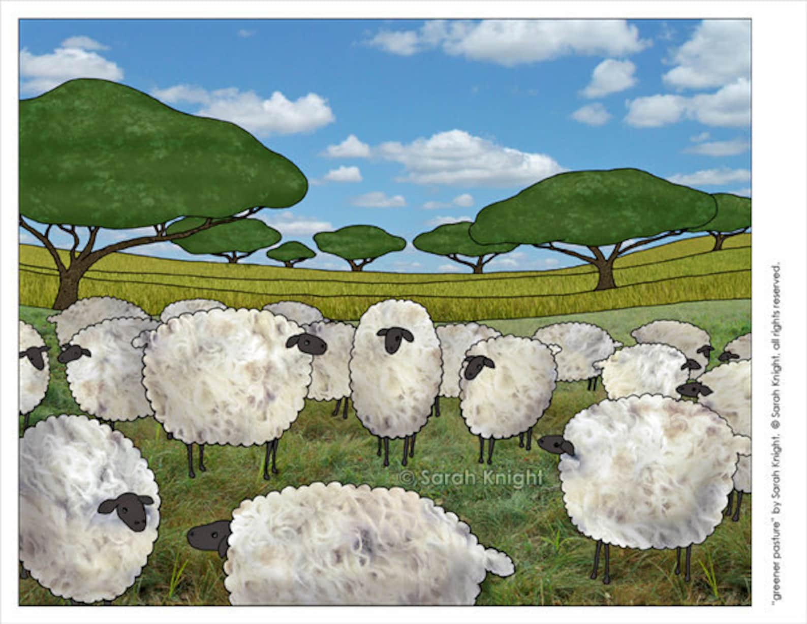 Greener Pasture - Signed Digital Illustration Art Print 8X10 Inch ...