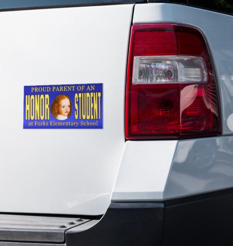 Twilight Renesmee Doll Bumper Sticker, Funny Honor Roll Student Sticker ...