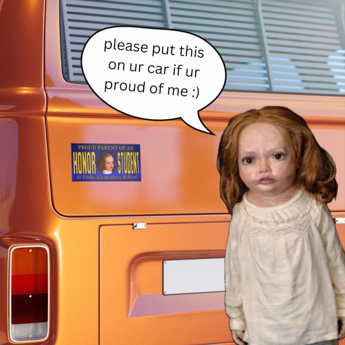 Twilight Renesmee Doll Bumper Sticker, Funny Honor Roll Student Sticker ...