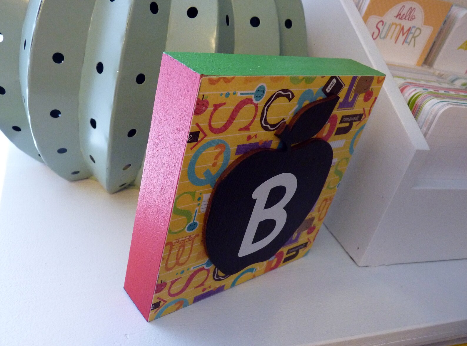 Teacher Initial Desktop Wooden Sign Teacher Gift Apple - Etsy