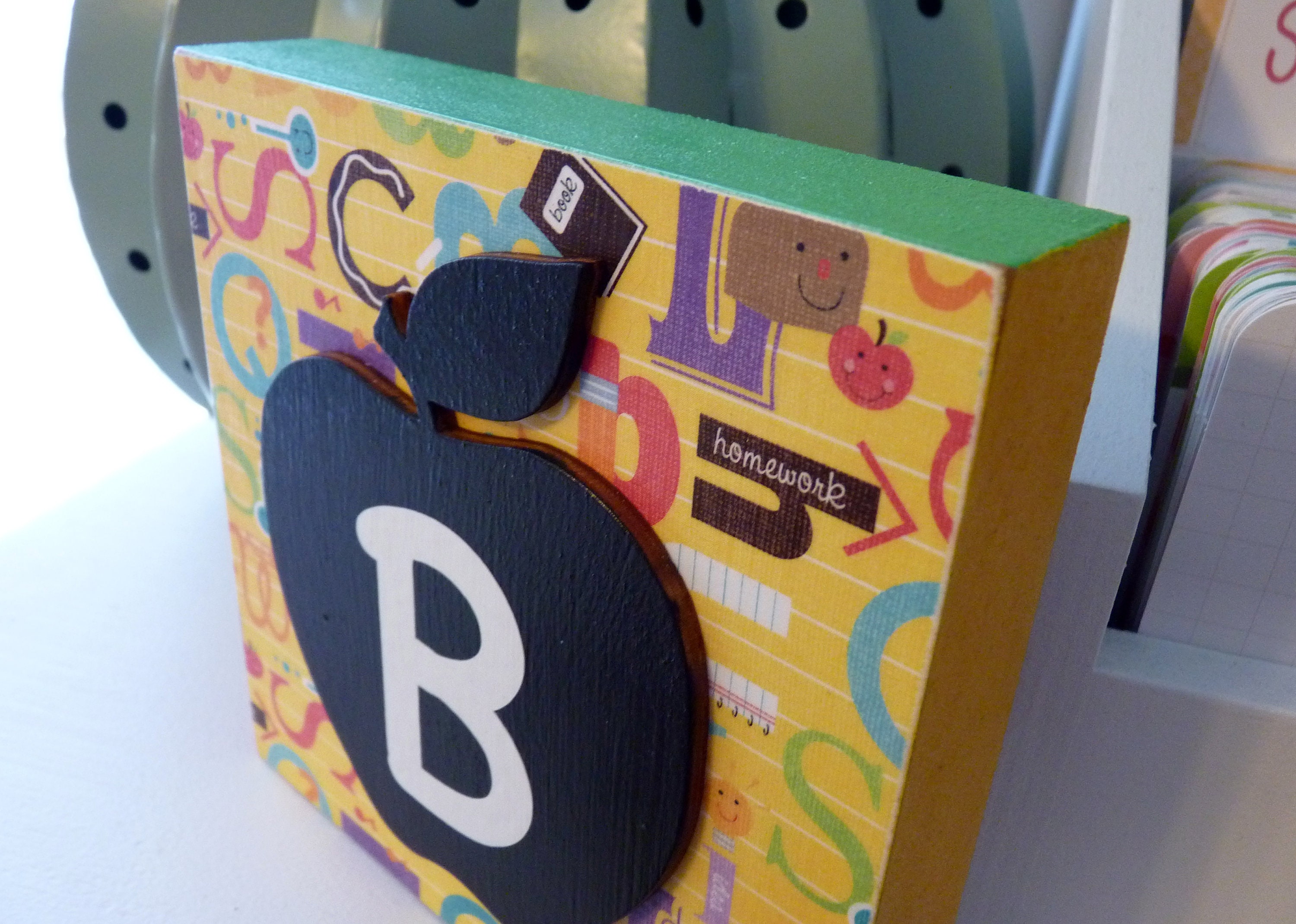 Teacher Initial Desktop Wooden Sign Teacher Gift Apple - Etsy