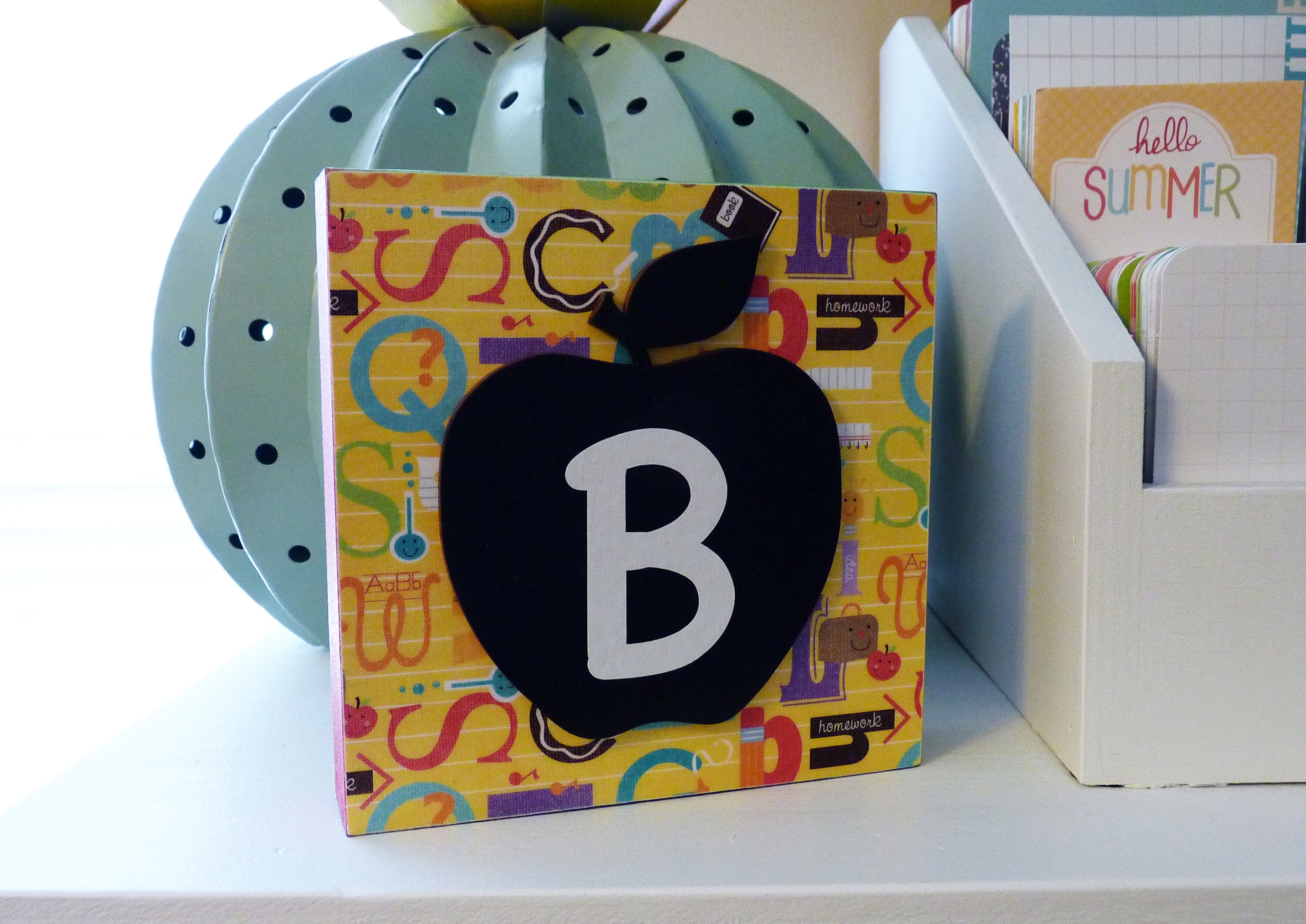 Teacher Initial Desktop Wooden Sign Teacher Gift Apple - Etsy