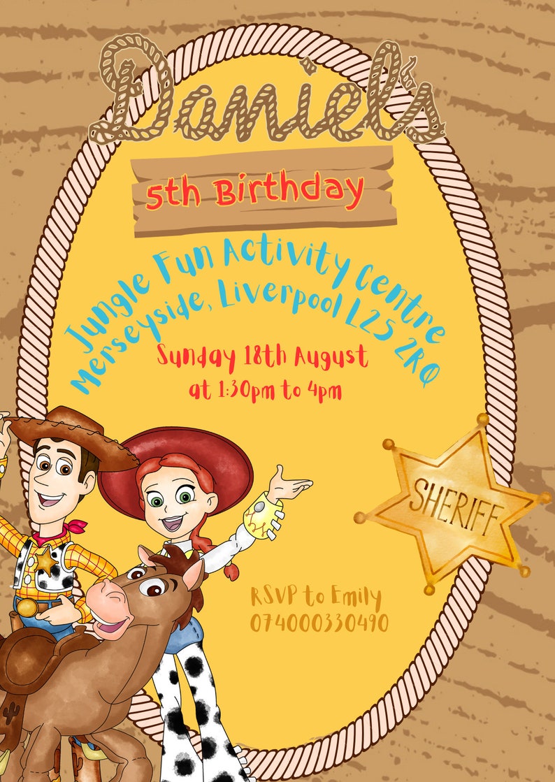 Personalized Toy Story Invitation, Woody Birthday Invitation Template ...