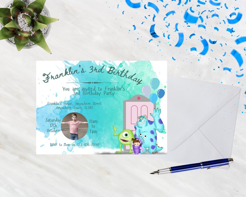 Customizable Monsters Inc Themed Birthday Party Invitation, Digital ...