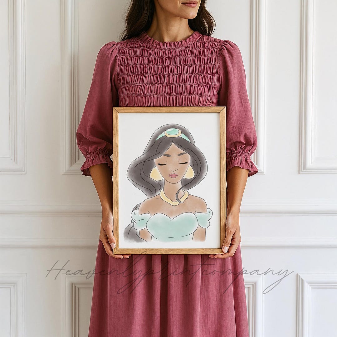 Princess Jasmine Aladdin Watercolor Art Print, Girls Nursery Art ...