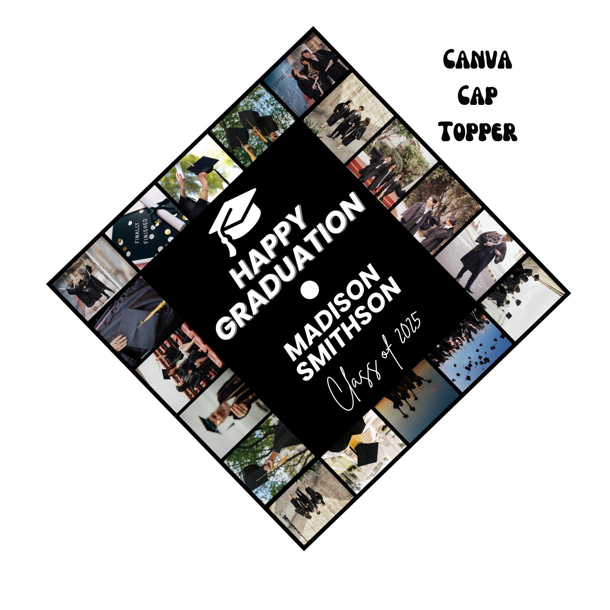 Graduation Hat Topper Canva Template | Custom Grad Cap Design ...