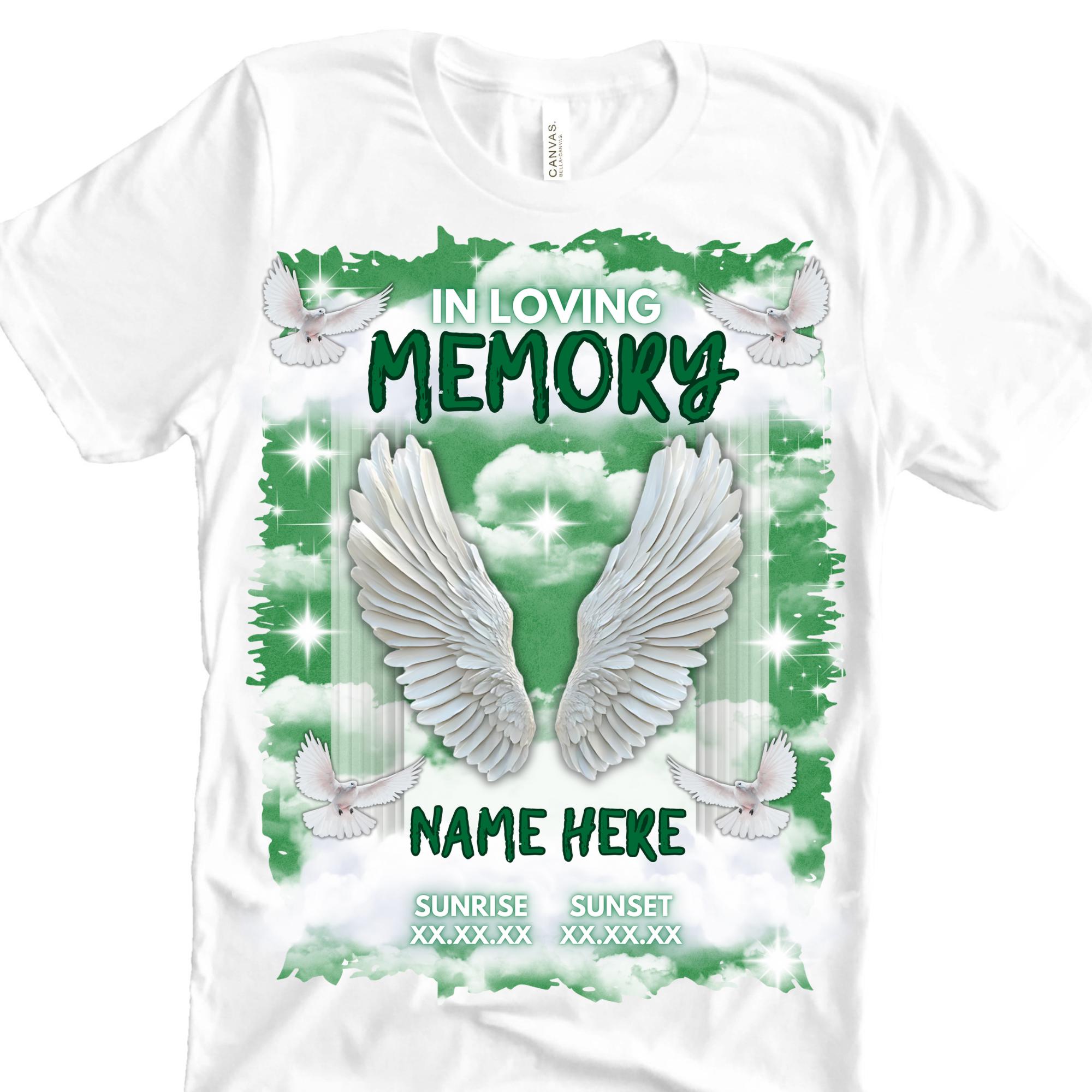 In Loving Memory Shirt Template Green | Editable Memorial PNG | Funeral ...