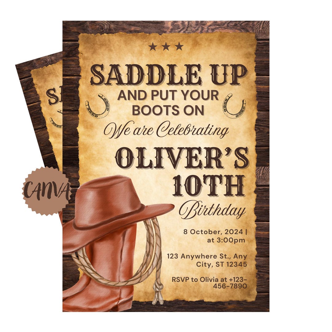 Rodeo Birthday Invitation for Adults | Editable Rodeo Birthday ...