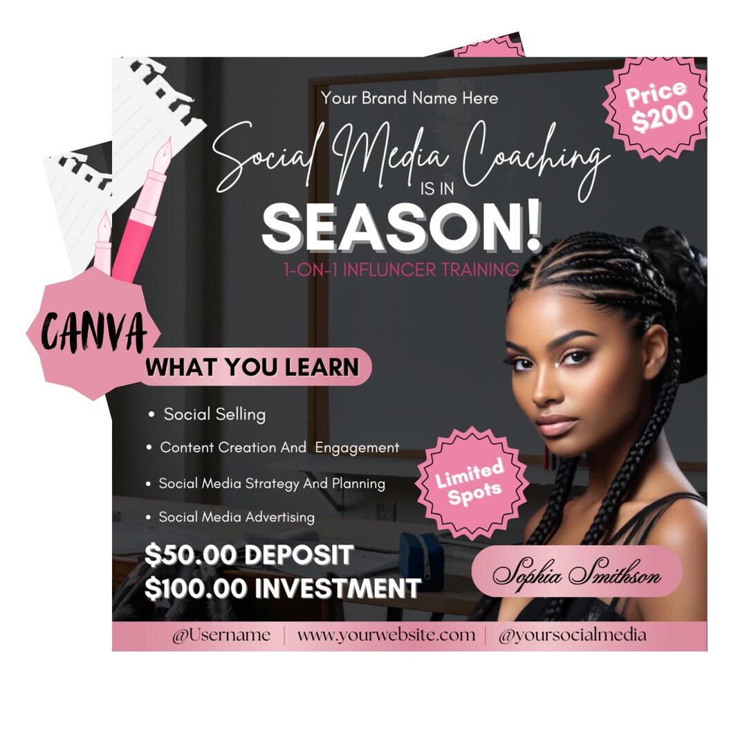 Content Creator Flyer | Editable Canva Template for Social Media ...
