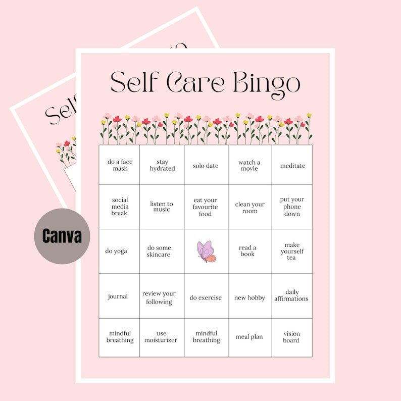Bingo Template Wellness | Self Care Bingo | Wellness Bingo | Mental ...