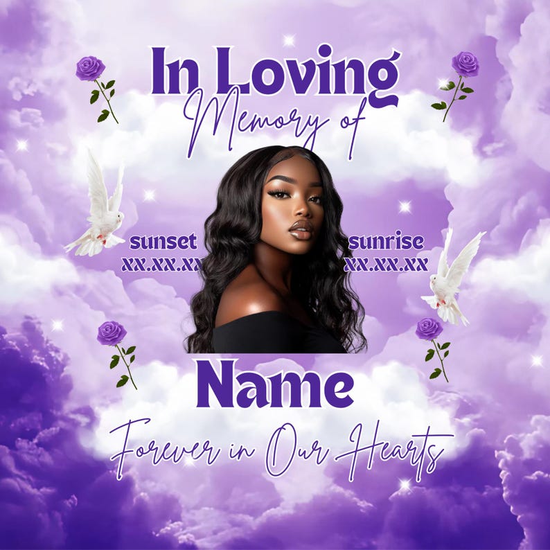 Canva T Shirt Rip Template- Purple | 3d Memorial Shirt Canva | Editable ...