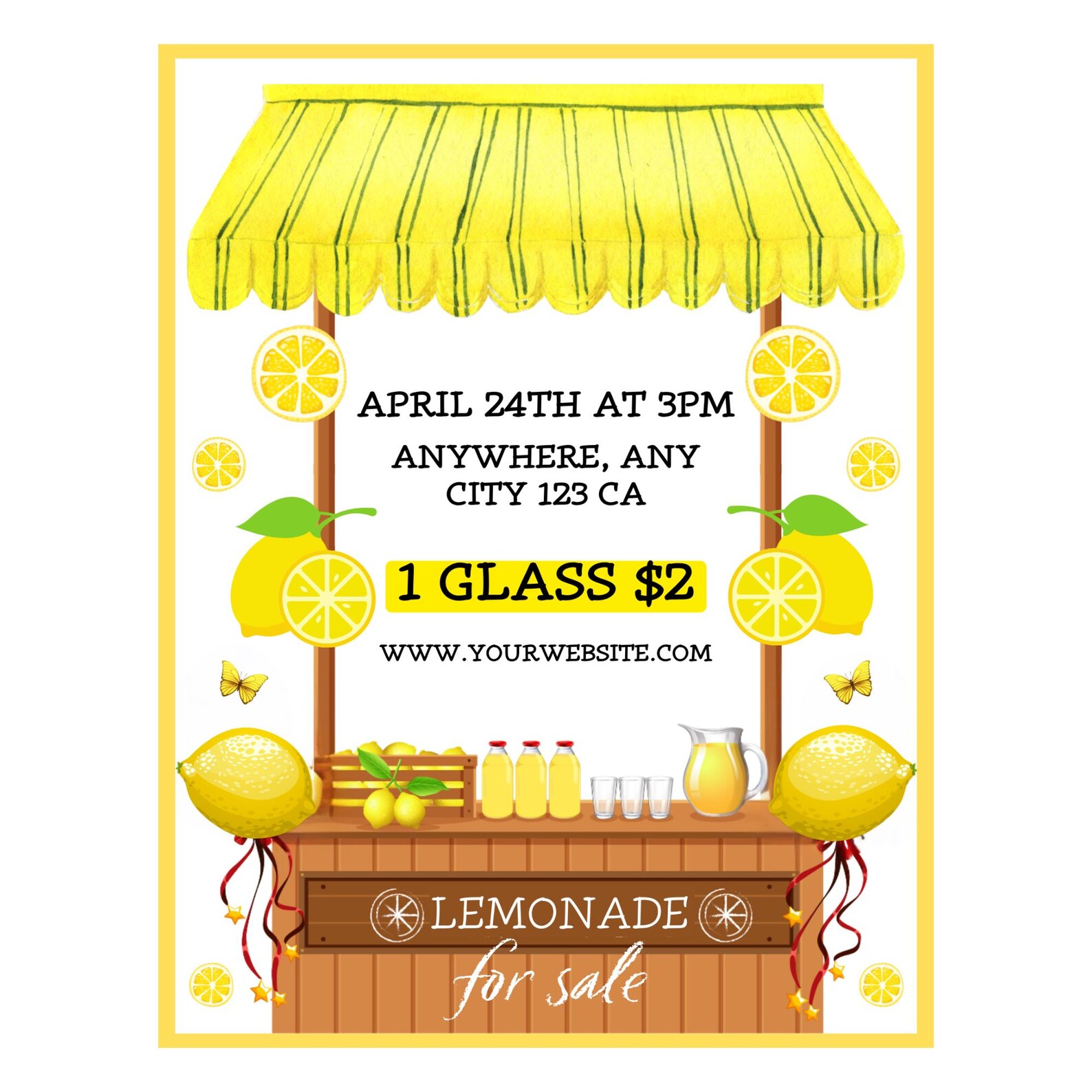 Lemonade Stand Flyer | Customizable Kids Summer Activity | Editable ...