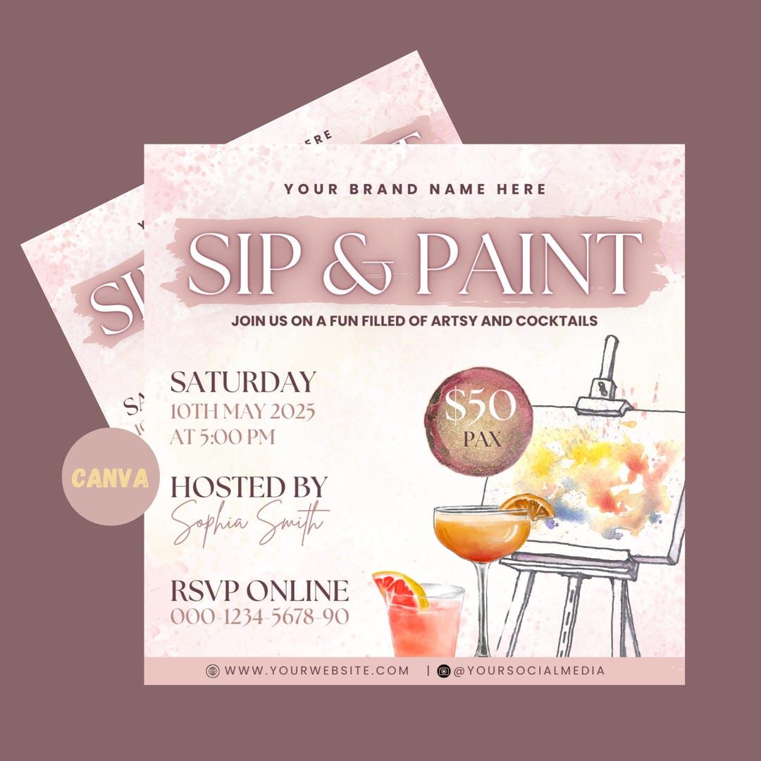 Paint and Sip Flyer | Paint Night Flyer | Sip and Paint Flyer | Paint Party Flyer | Diy Flyer ...