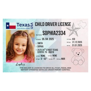 Drivers License Editable Template for Kids | Printable Toy License ...
