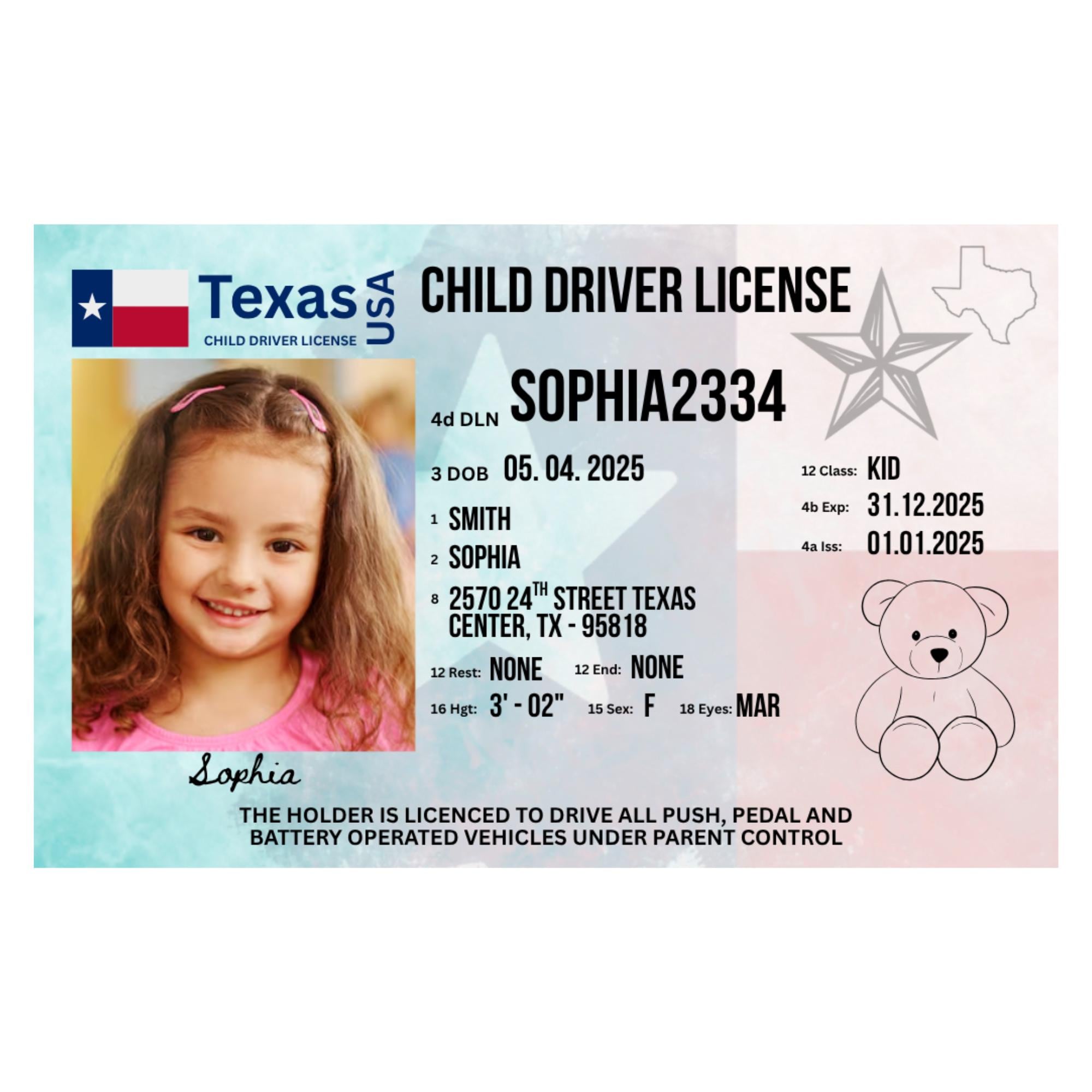 Drivers License Editable Template for Kids | Printable Toy License ...