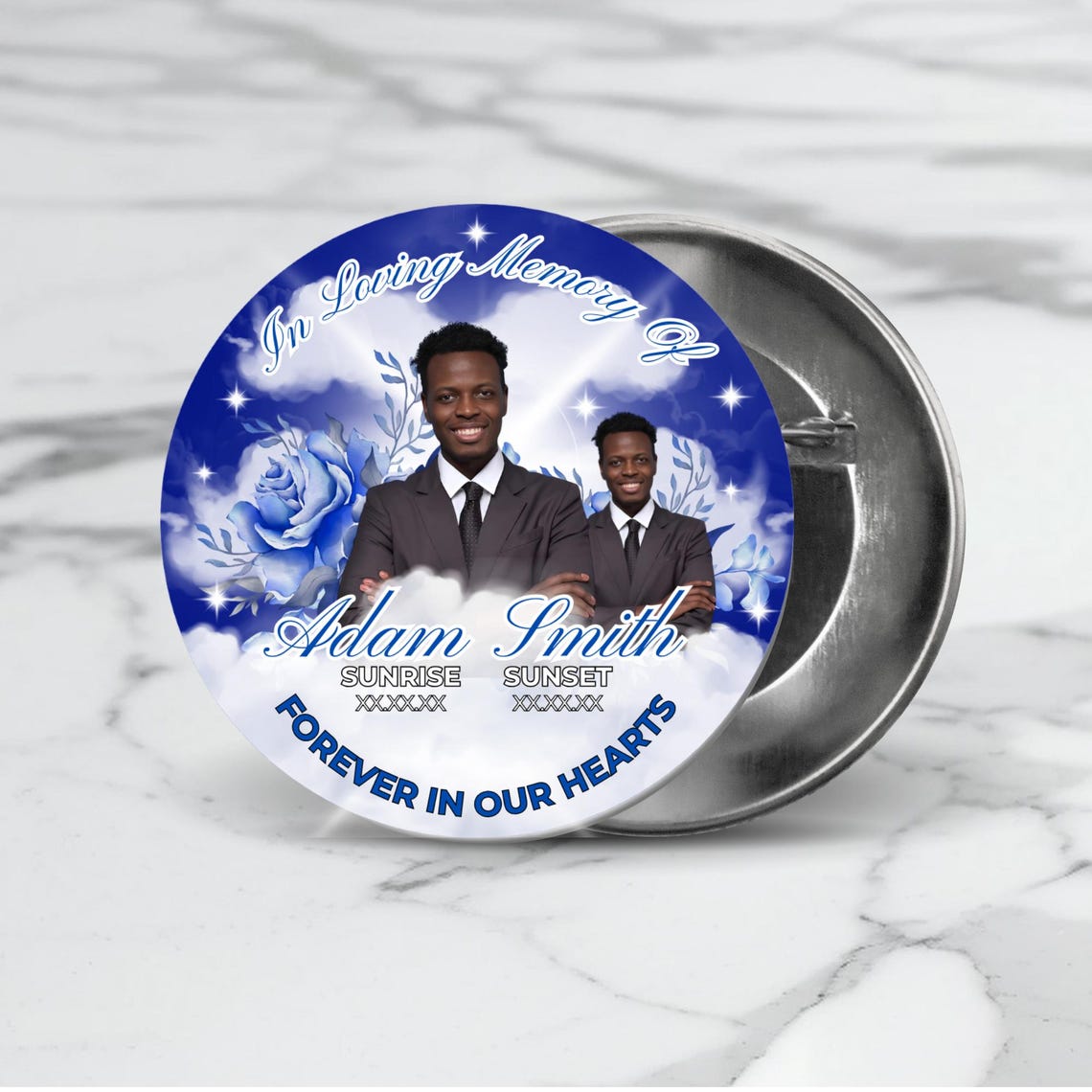 Memorial Button Template Canva | in Loving Memory Button Template ...