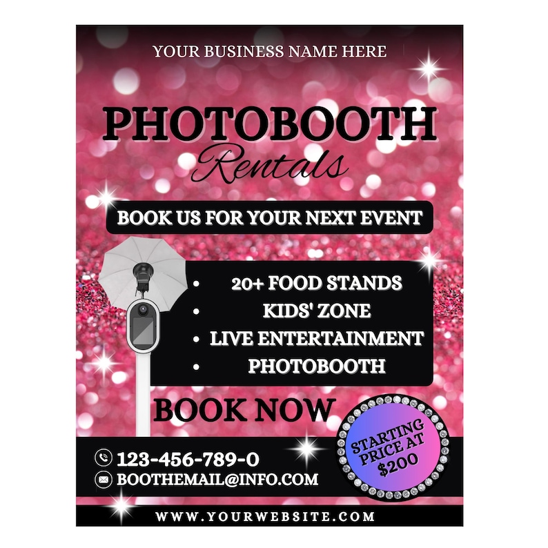 Photobooth Business Flyer | DIY Canva Template | Photo Booth Rental ...