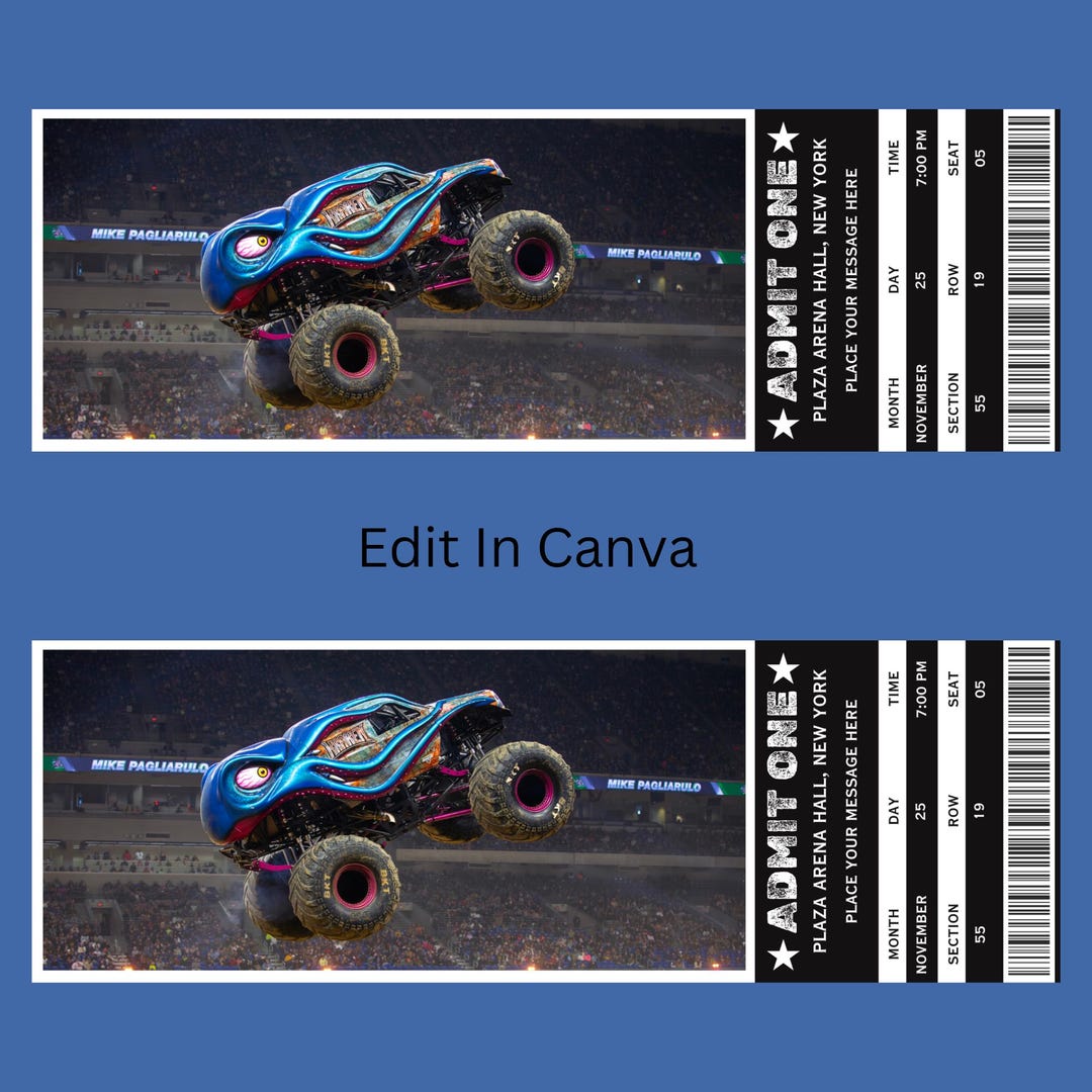 Monster Truck Show Ticket Template | Printable Monster Truck Ticket ...
