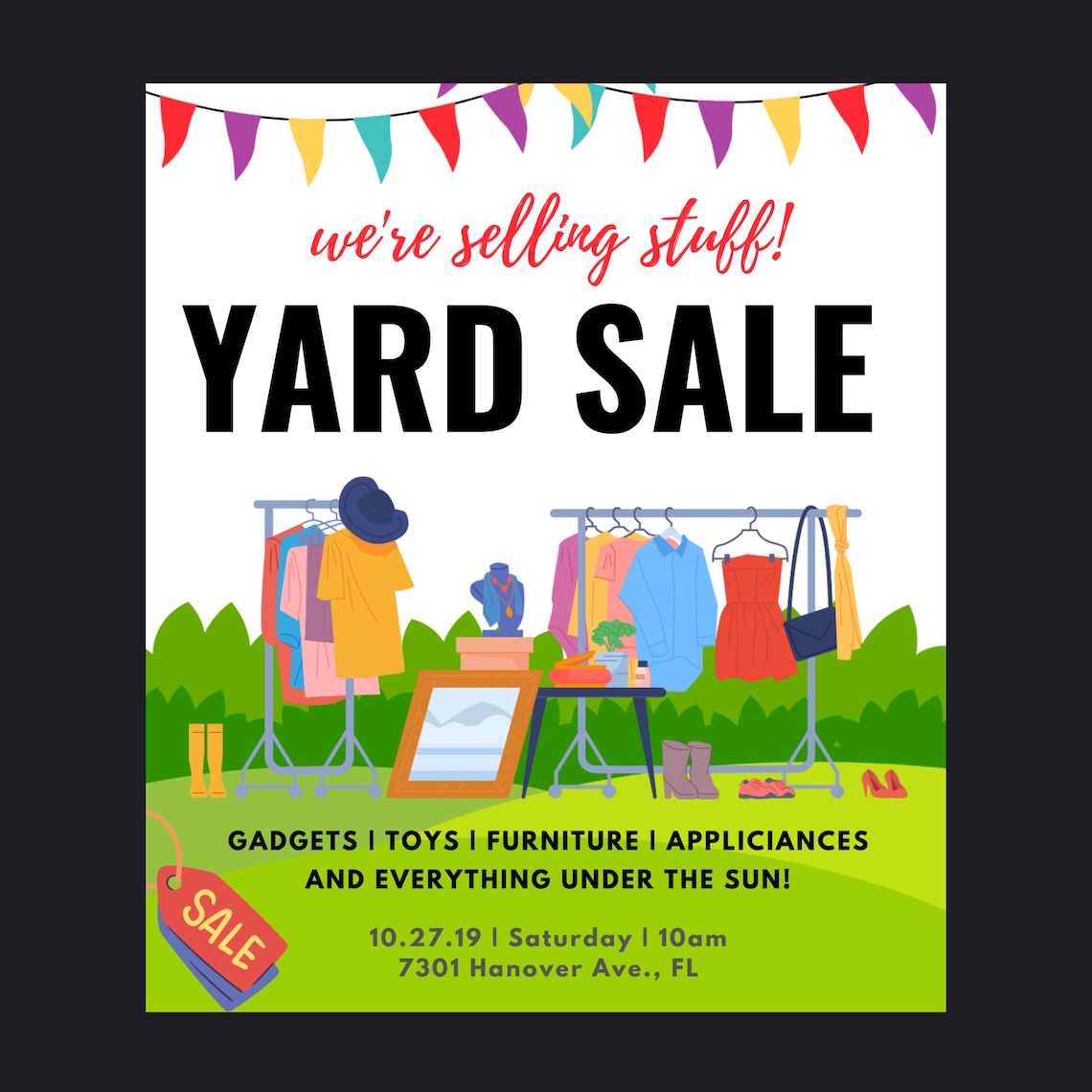 Editable Yard Sale Flyer Template | Canva Design for Community Events ...