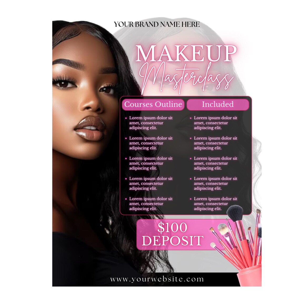 One on One Makeup Flyer | Editable Beauty Class Template | Customizable Makeup Design for ...