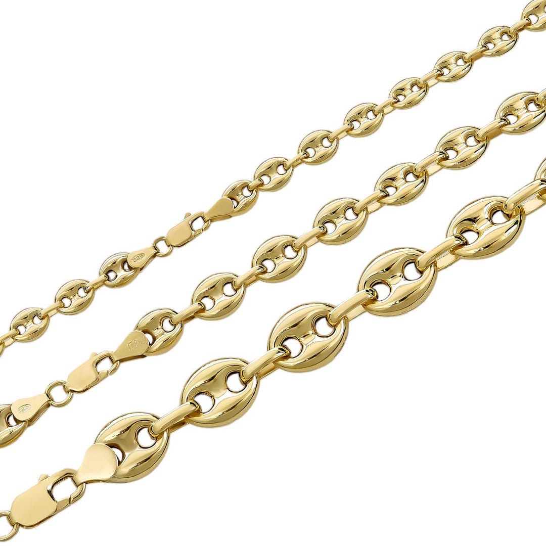 Puffed Gucci Necklace or Bracelet 14k Gold Vermeil 925 Sterling Silver ...
