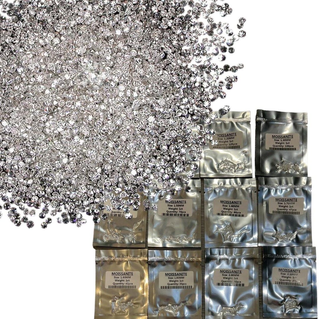 CHEAP Loose Round Brilliant Cut Moissanite Gem Stones Melee 0.08-3mm ...