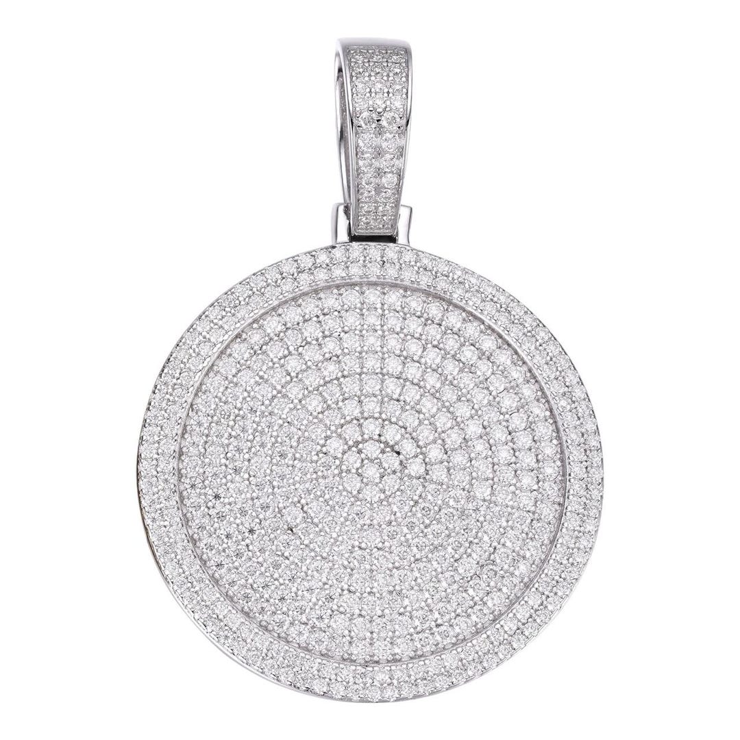 Round Rapper Medallion Iced Out Pendant 925 Silver CZ Stones 3 Sizes 1. ...
